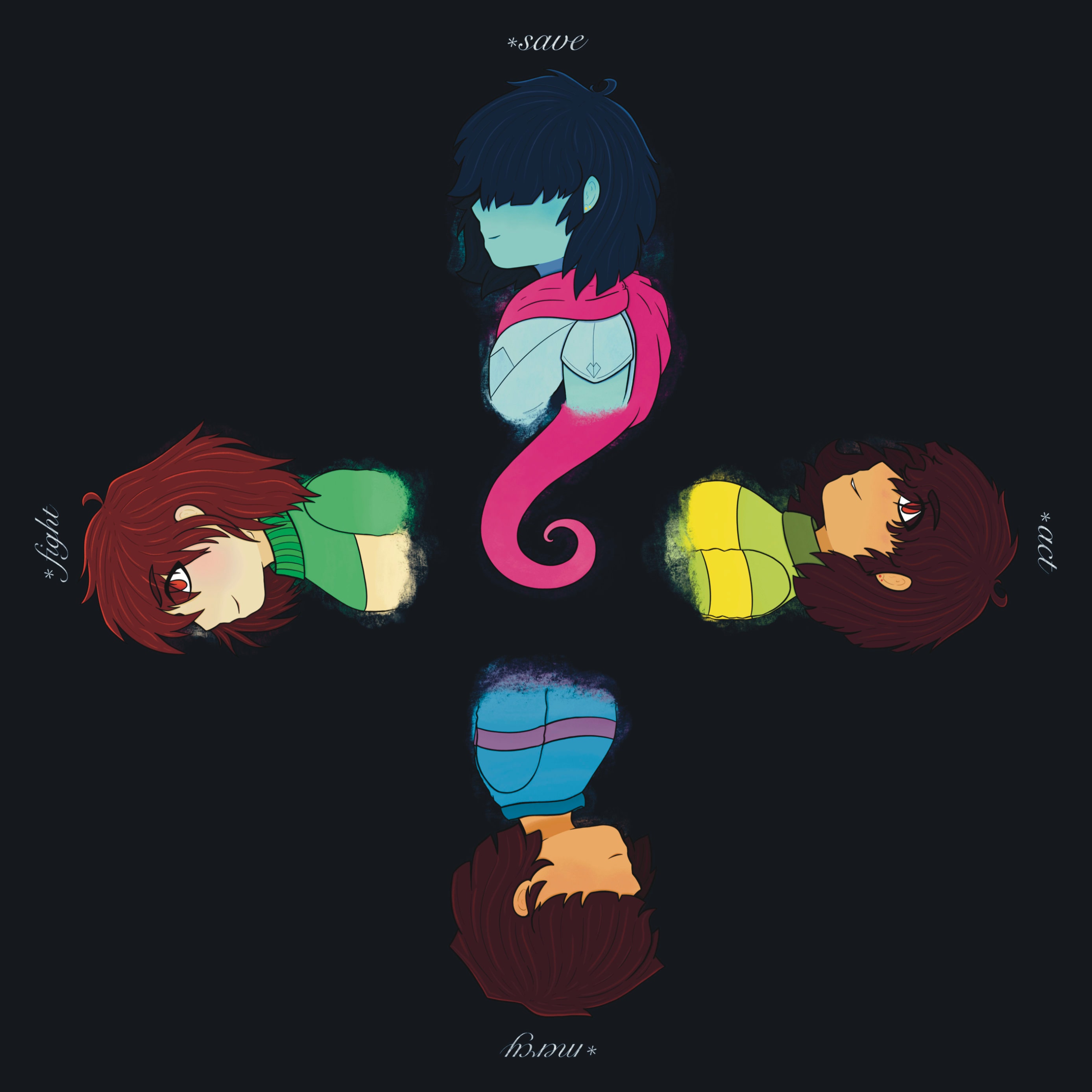 Deltarune / Undertale Frisk, Chara, & Kris 'wheel of Protagonists' Art ...