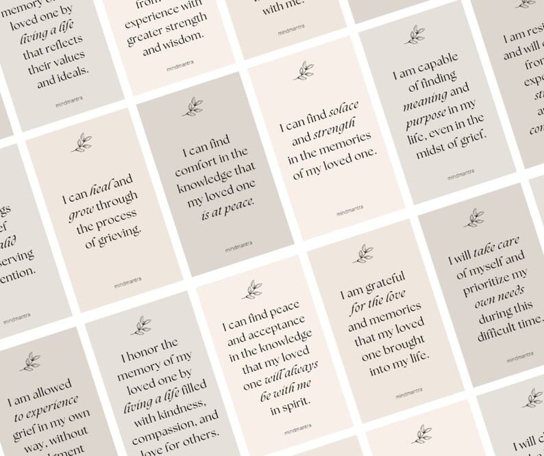 Set of 40 Dealing With Grief Affirmation Printable Cards | Digital ...