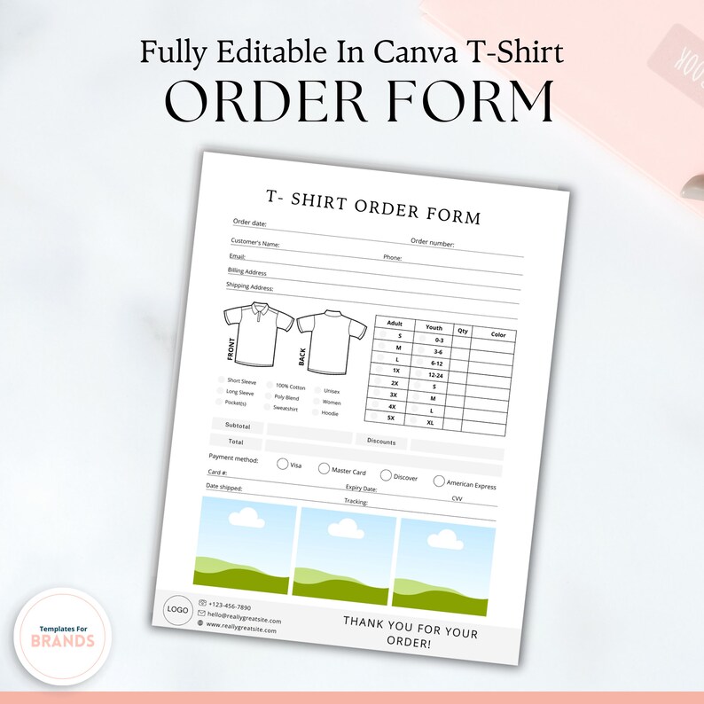 Editable T-shirt Order Form Template | Customizable for T-shirt ...