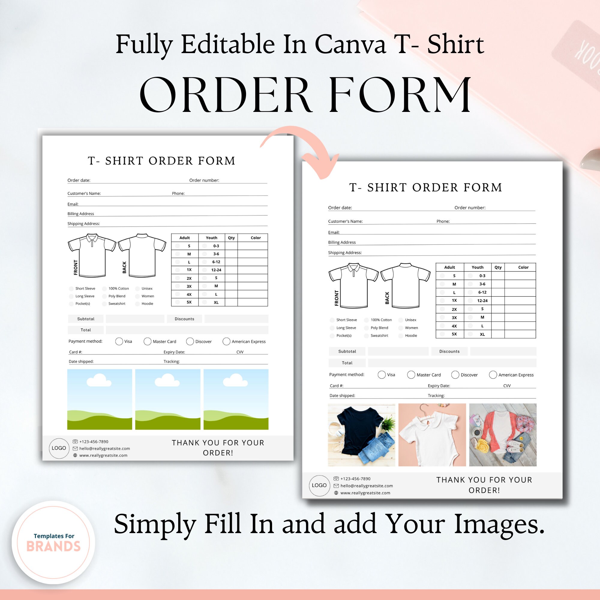 Editable T-shirt Order Form Template | Customizable for T-shirt ...