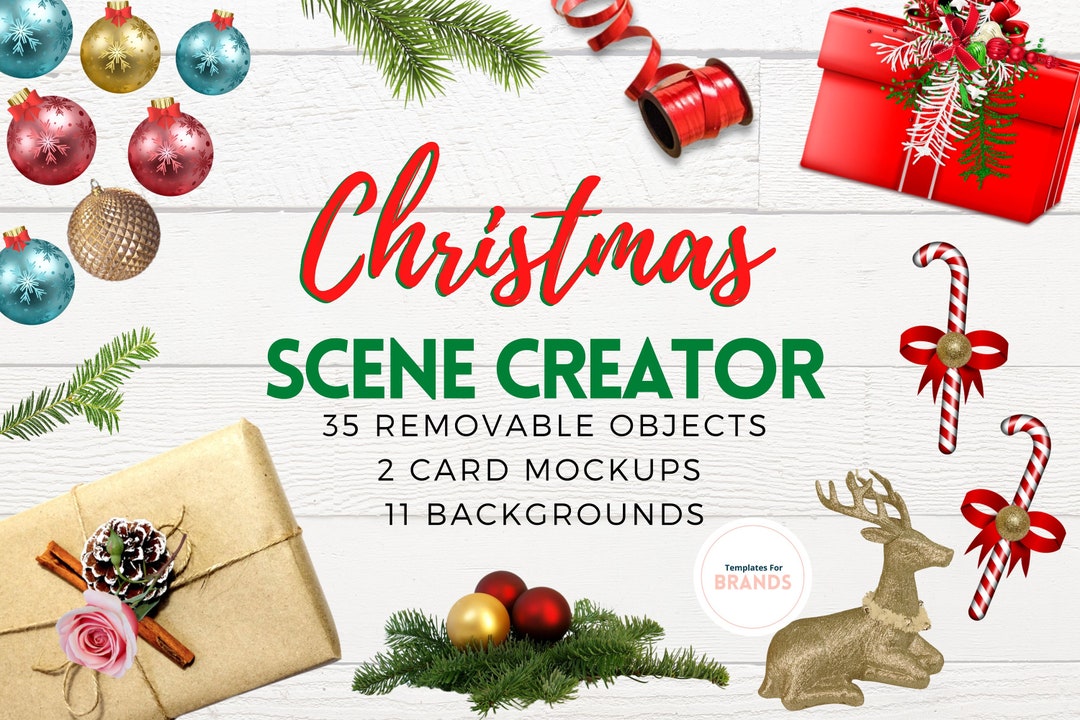 Christmas Scene Creator, Winter Movable Mockup Props, Card Mock Ups ...
