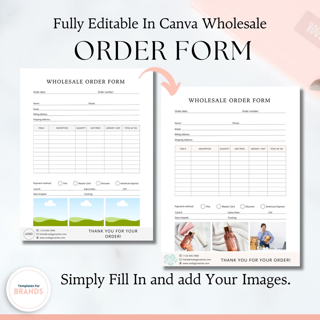 Editable Wholesale Order Form Template: Canva Invoice (printable ...