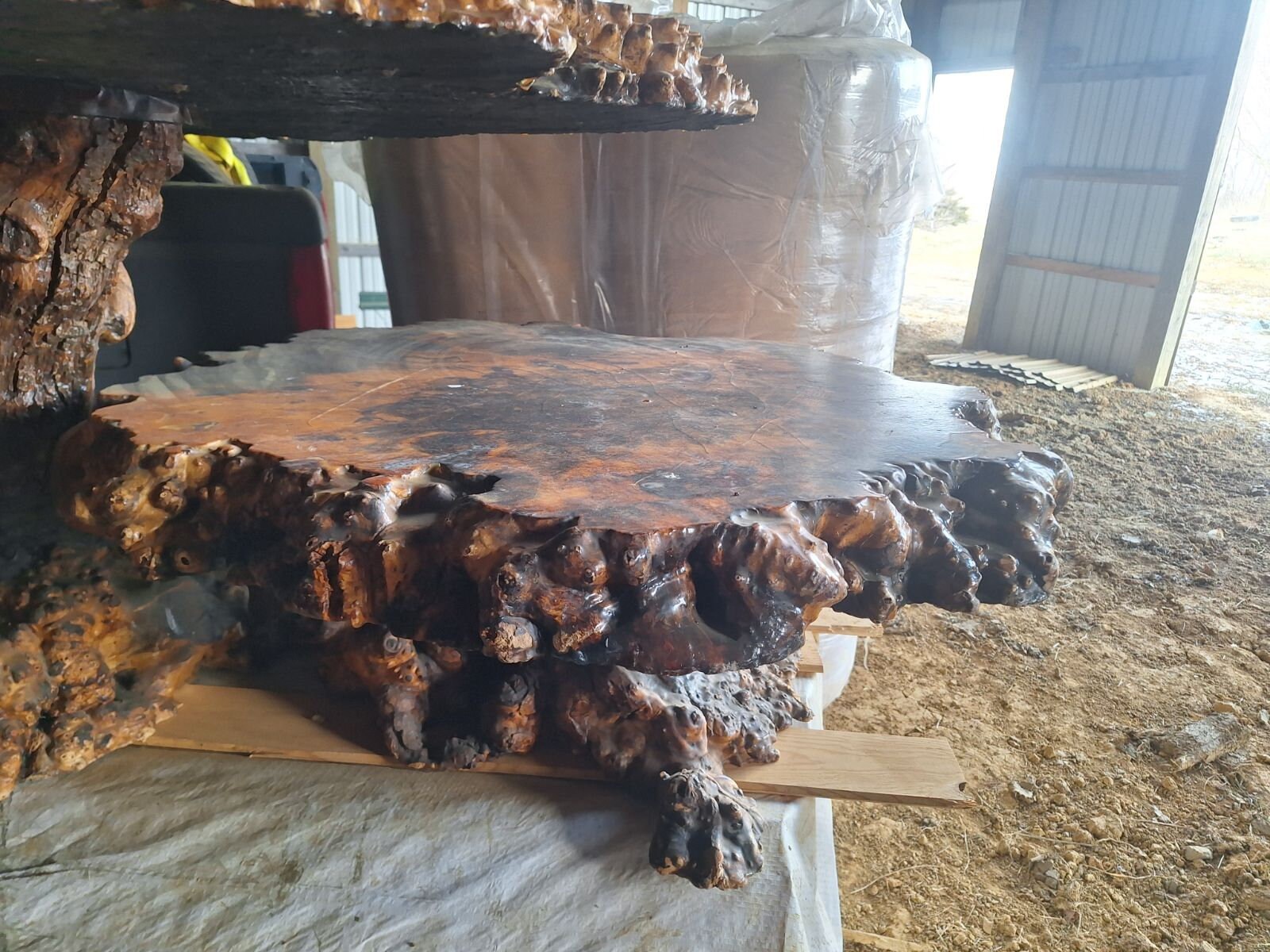 1960-70's Vintage California Redwood Burl Table W/matching Coffee Table ...