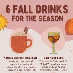 Fall Drinks Infograph, Flyer, Fall, Autumn, Food , Drinks - Etsy