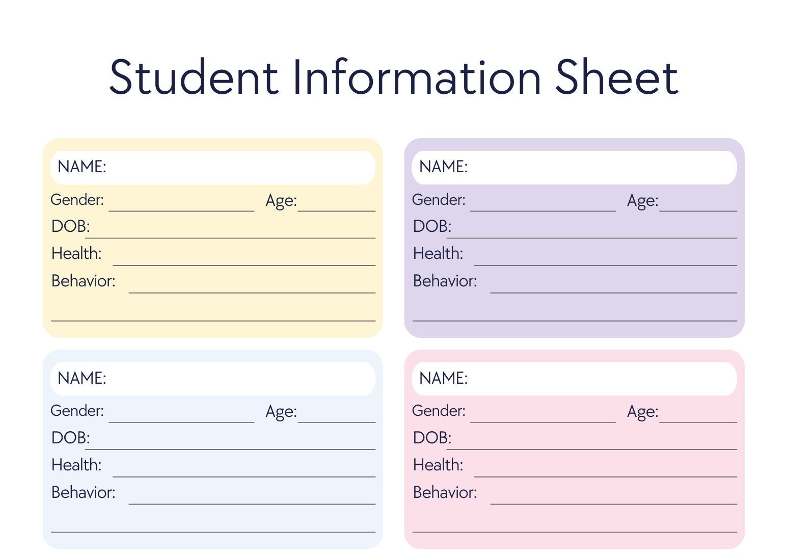 Student Information, College, University, School, Teacher - Etsy