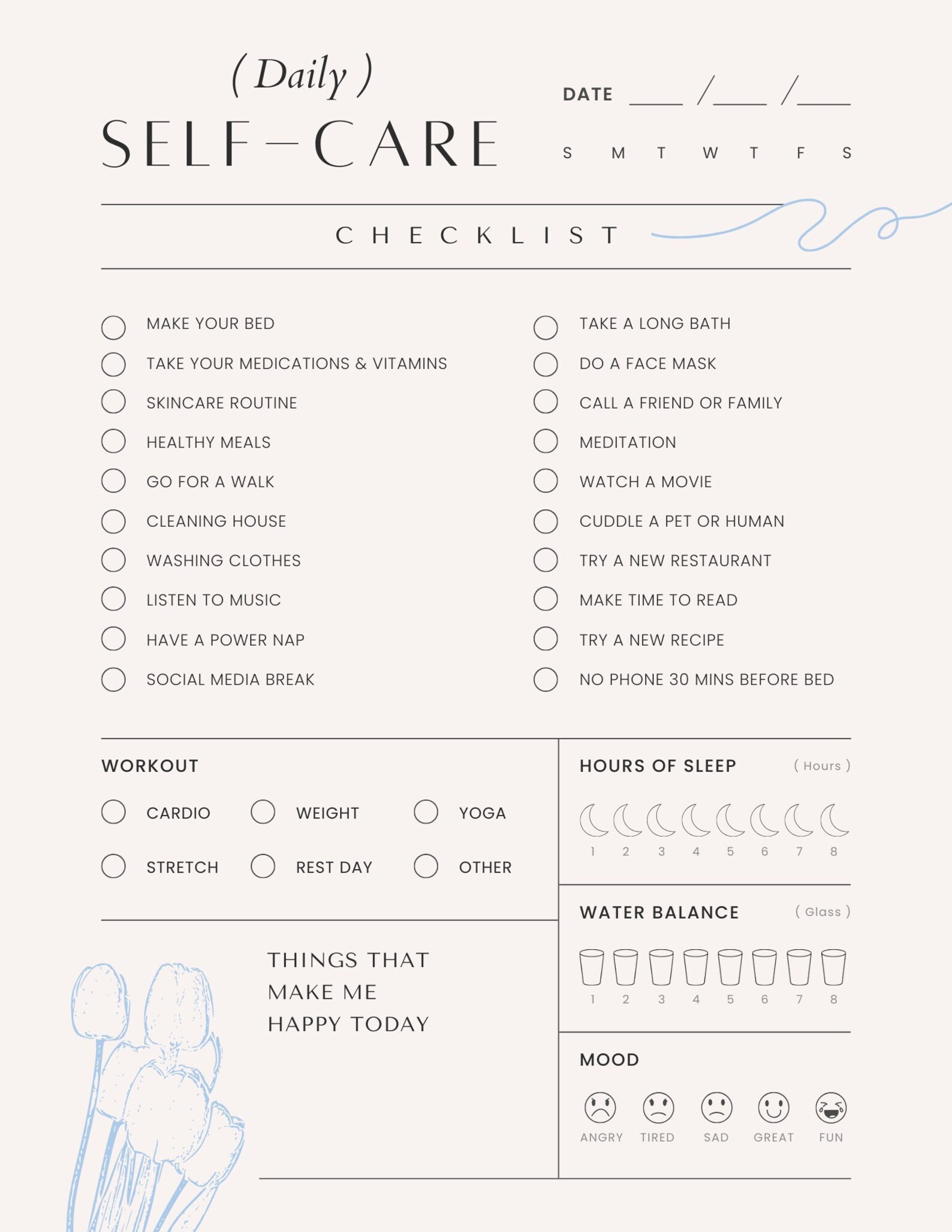 Self Care Checklist Etsy Self Care Checklist Etsy