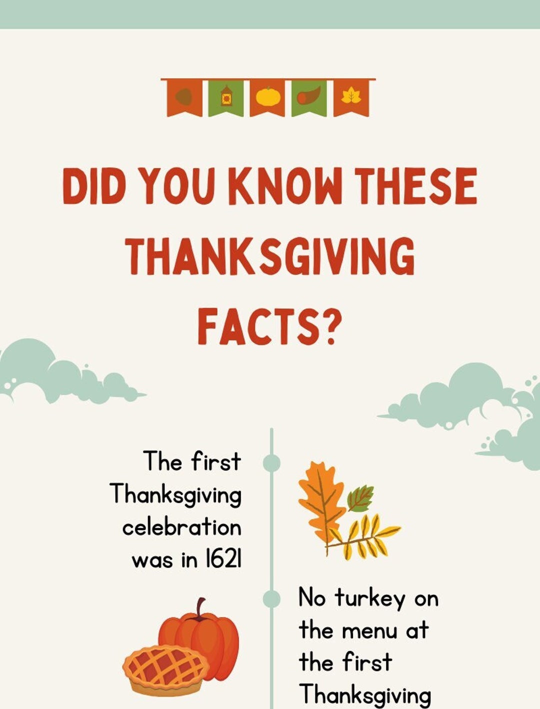 Infografía de Acción de Gracias Días festivos Acción de - Etsy España