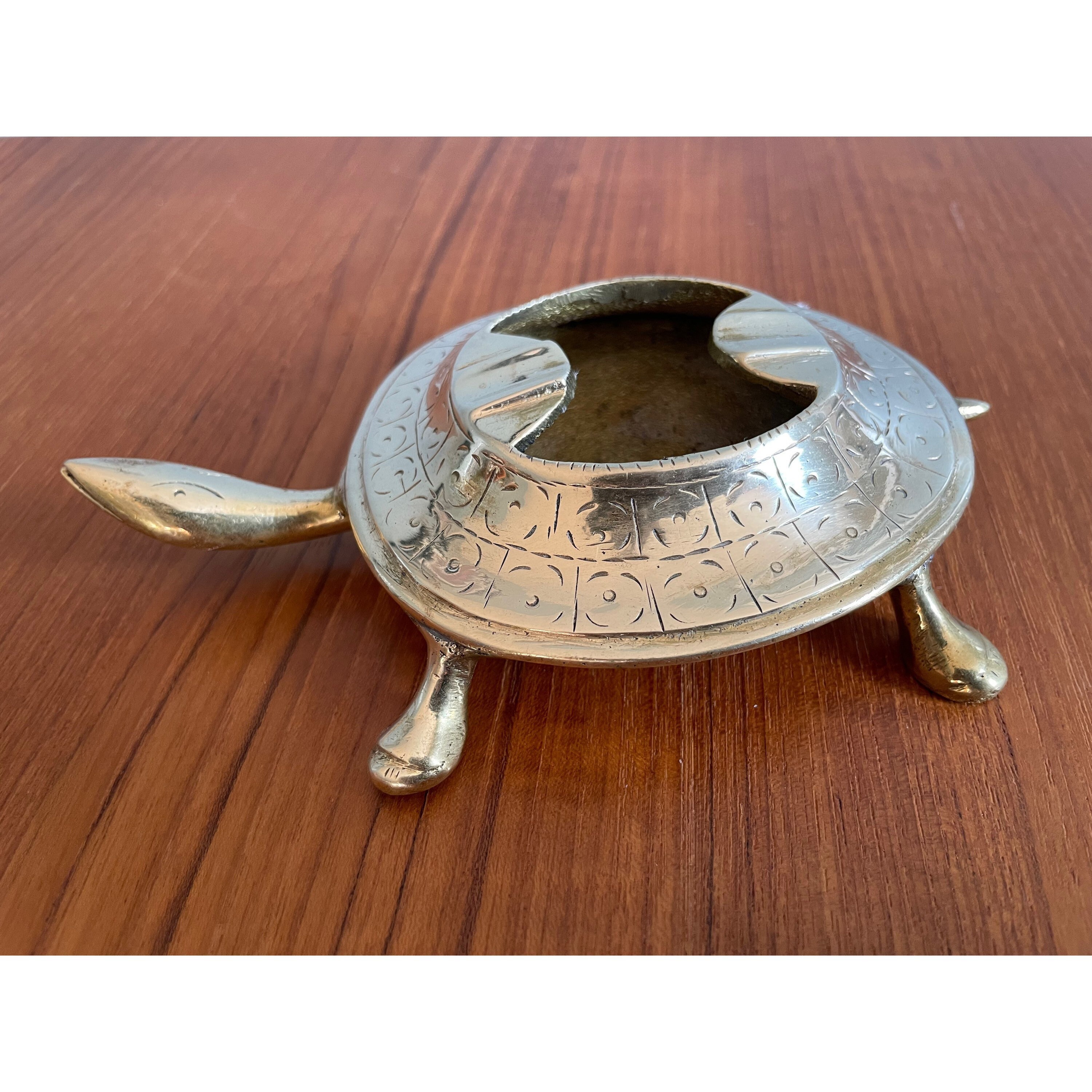 Vintage Brass Turtle Ashtray, Catch-all, Coin or Trinket Dish, Tortoise ...
