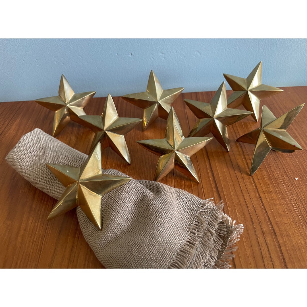Six Star Napkin Rings 6 Brass Napkin Holders Paper or Cloth - Etsy