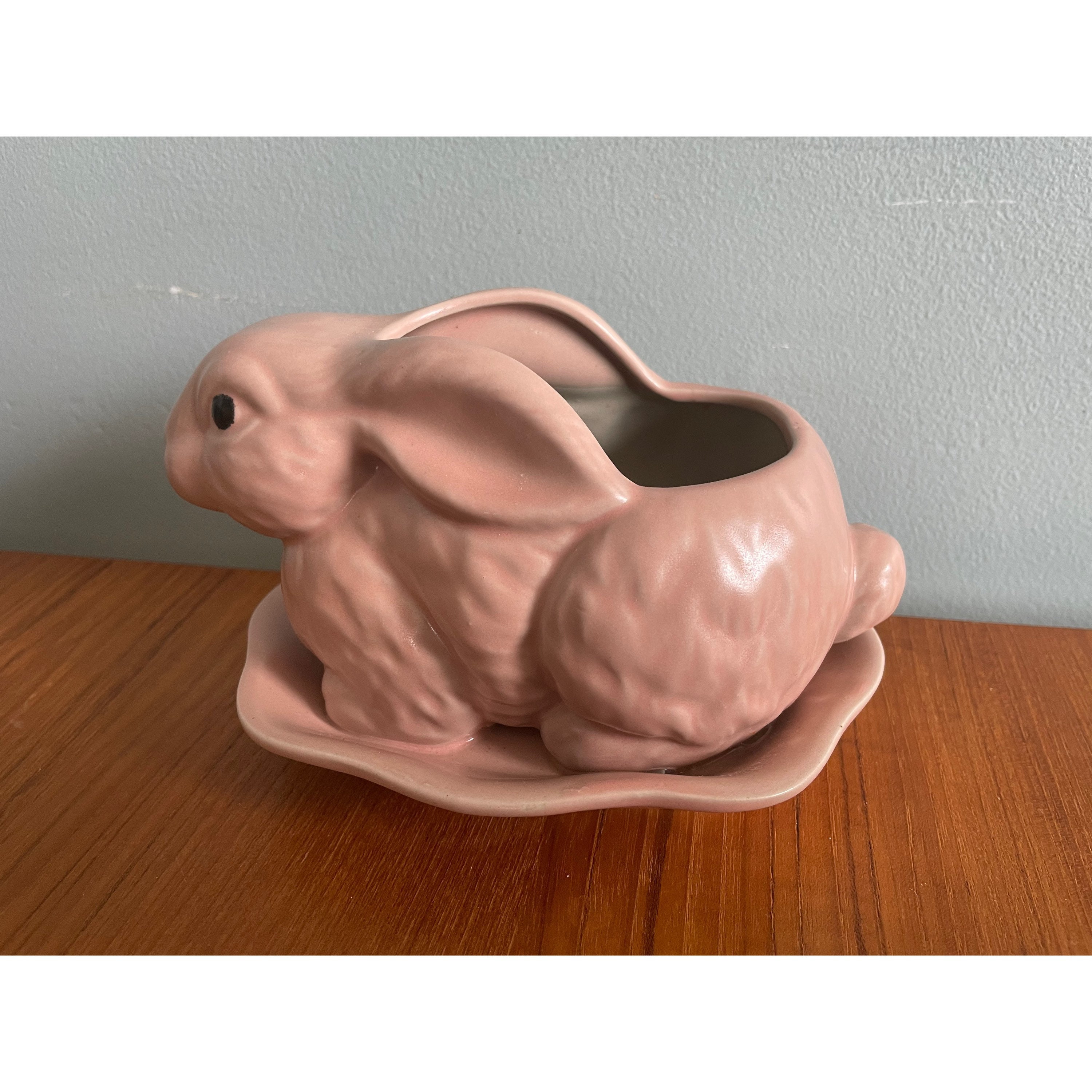 Vintage Bunny Rabbit Plant Pot Soft Pink Planter With Water - Etsy