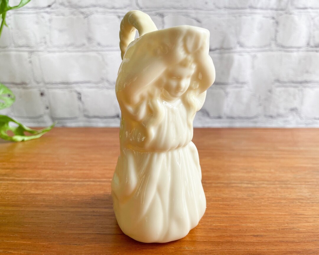 Vintage Belleek Undine Cream & Milk Pitcher, Female Water Nymph Figure ...