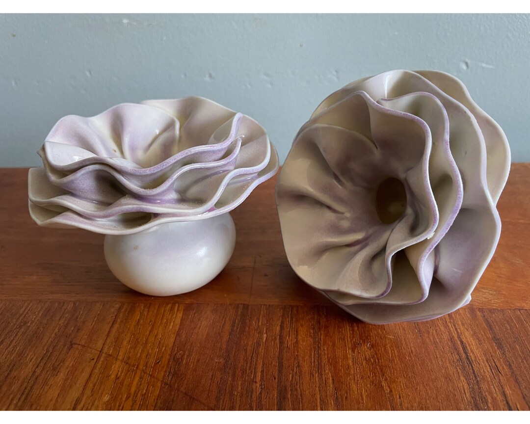 Pottery Candlesticks, 2 Candle Holders for Taper Candles, Artisan Hanne ...
