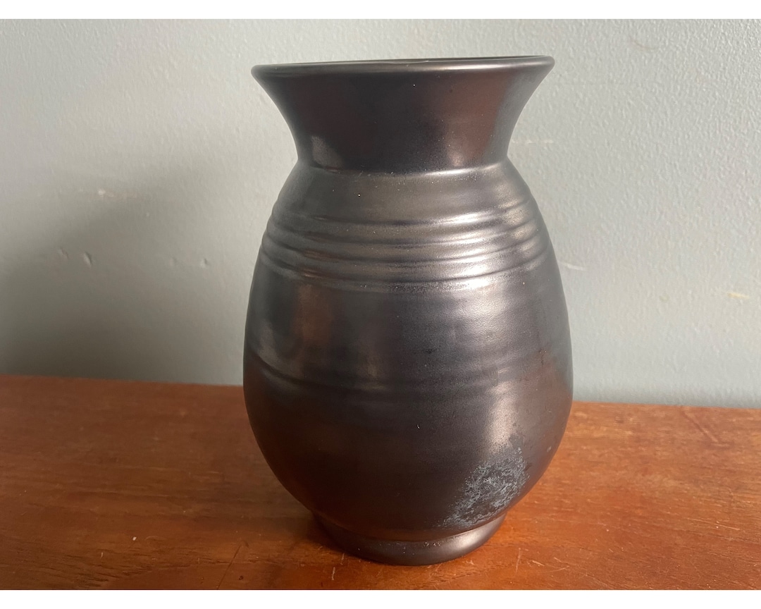 Vintage Prinknash Vase, Red Clay Pottery Made in England, Black Luster ...