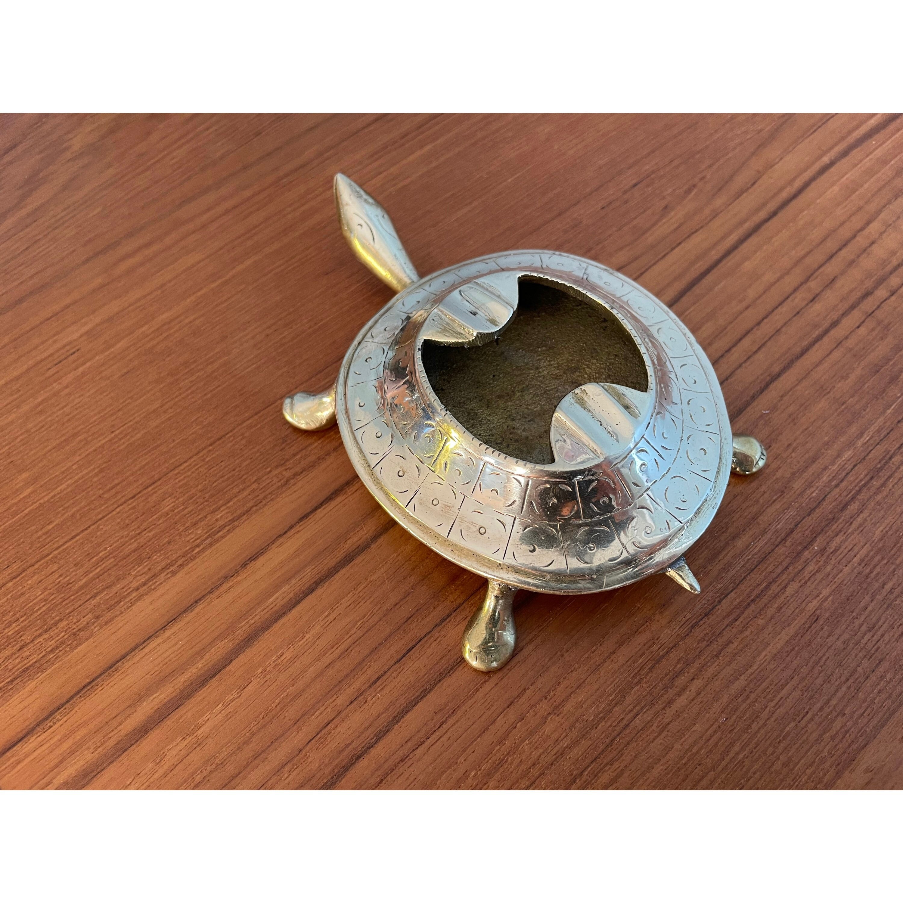Vintage Brass Turtle Ashtray, Catch-all, Coin or Trinket Dish, Tortoise ...