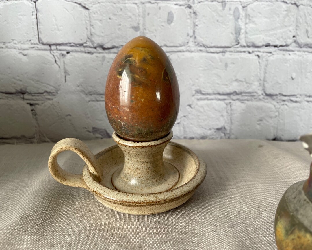 Vintage Brown Marble Egg, Polished Flecked Alabaster Egg, Table or ...
