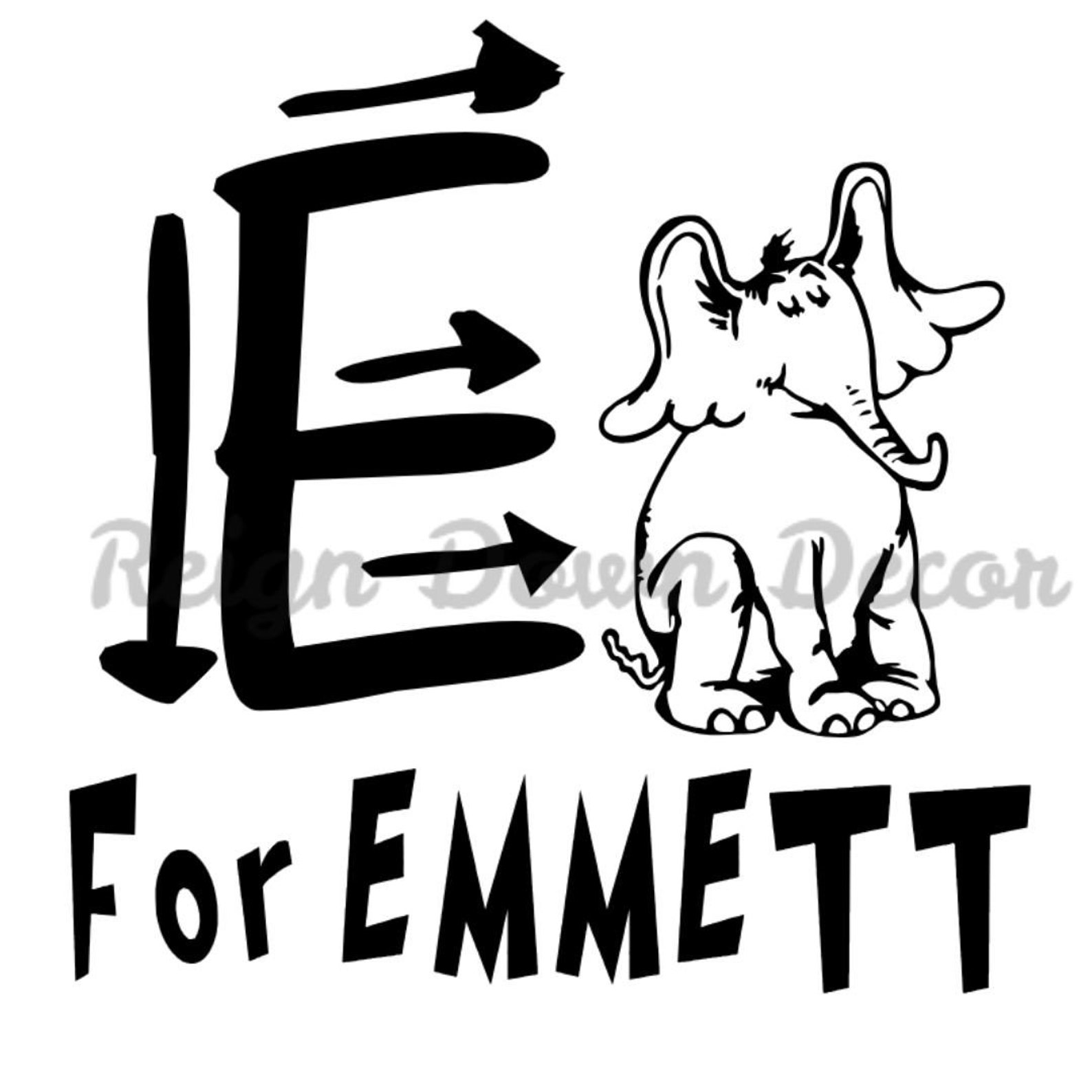 Emmett Svg, Elephant Svg, E for Emmett Svg, Cute Svg, Svg Files, Cricut ...