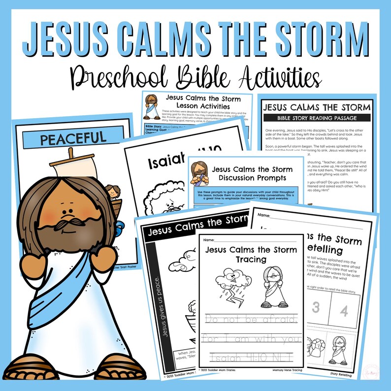 JESUS CALMS the STORM Preschool Bible Lesson Activities| Bible Stories ...