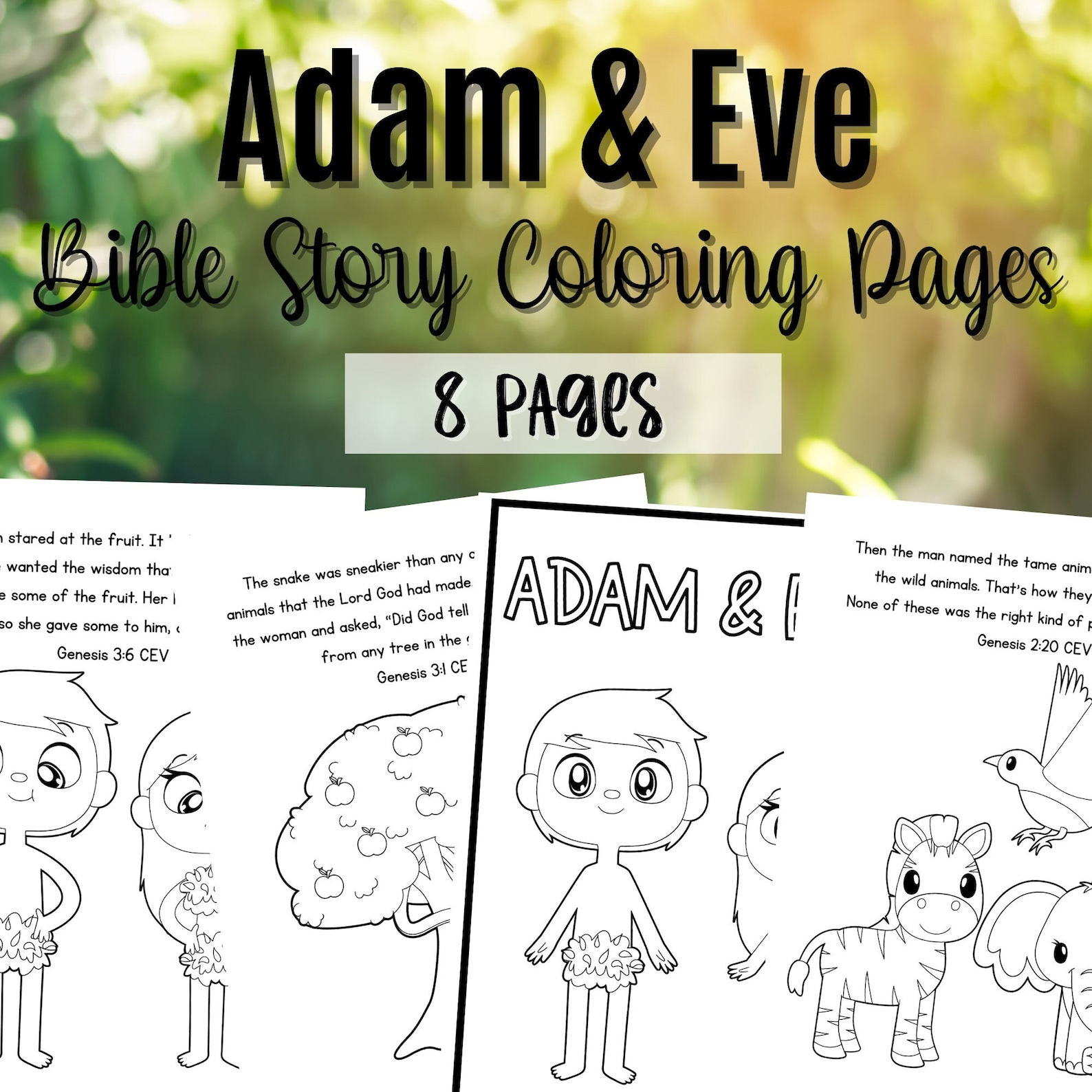 ADAM & Eve Bible Story Coloring Pages| Garden of Eden| Bible Story ...