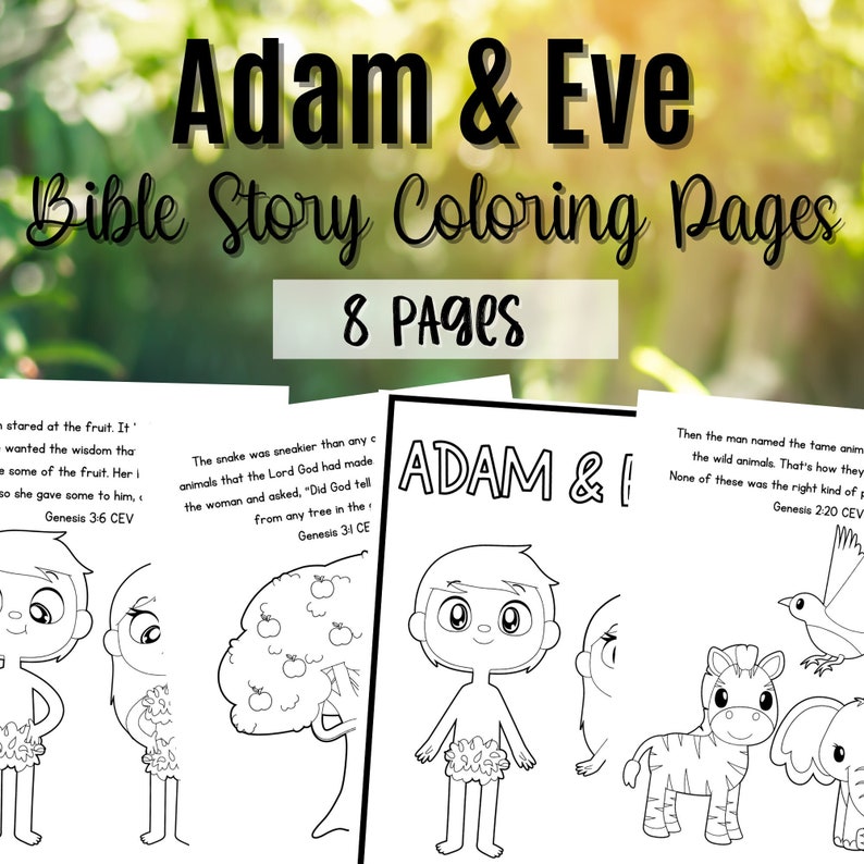 ADAM & Eve Bible Story Coloring Pages| Garden of Eden| Bible Story ...