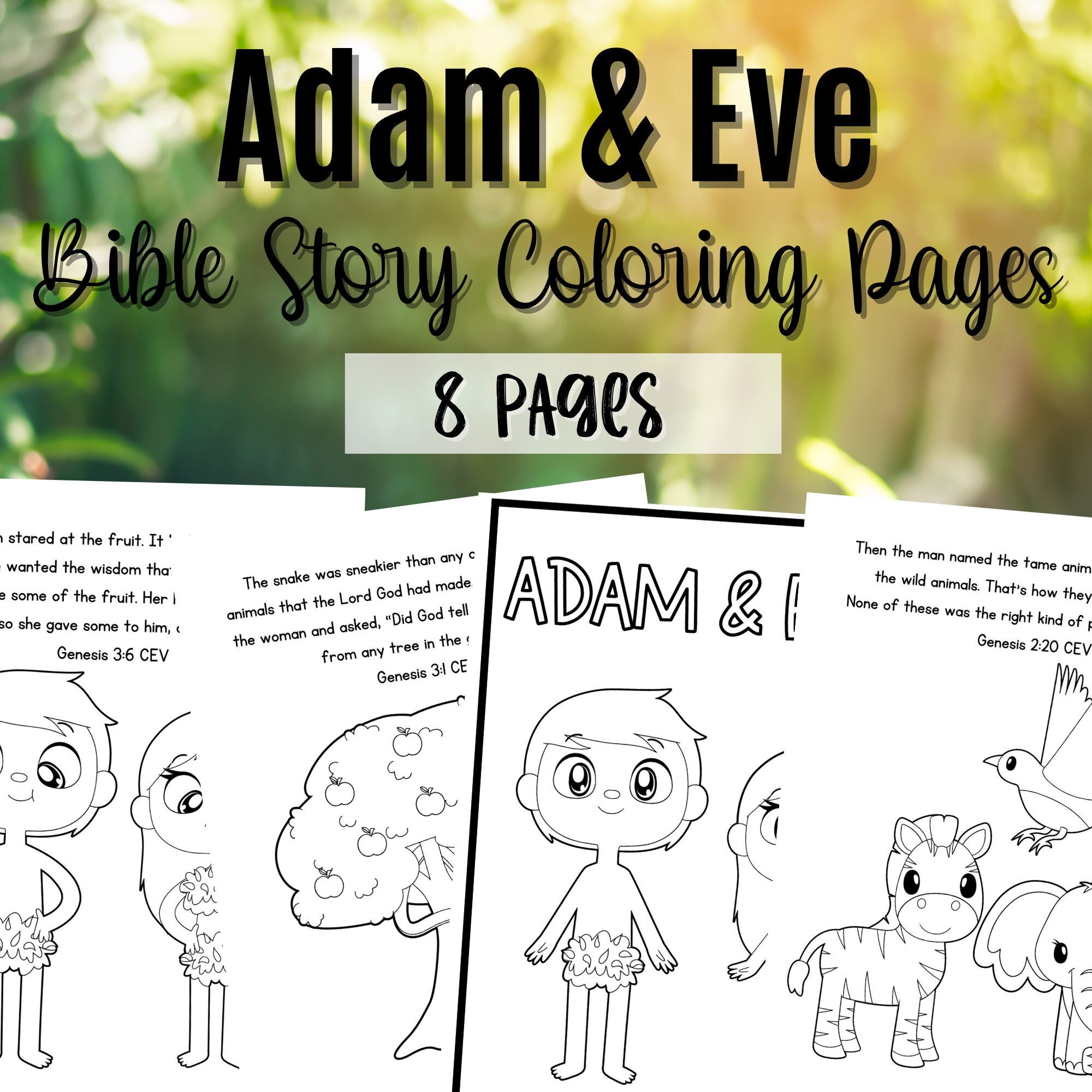 ADAM & Eve Bible Story Coloring Pages| Garden of Eden| Bible Story ...
