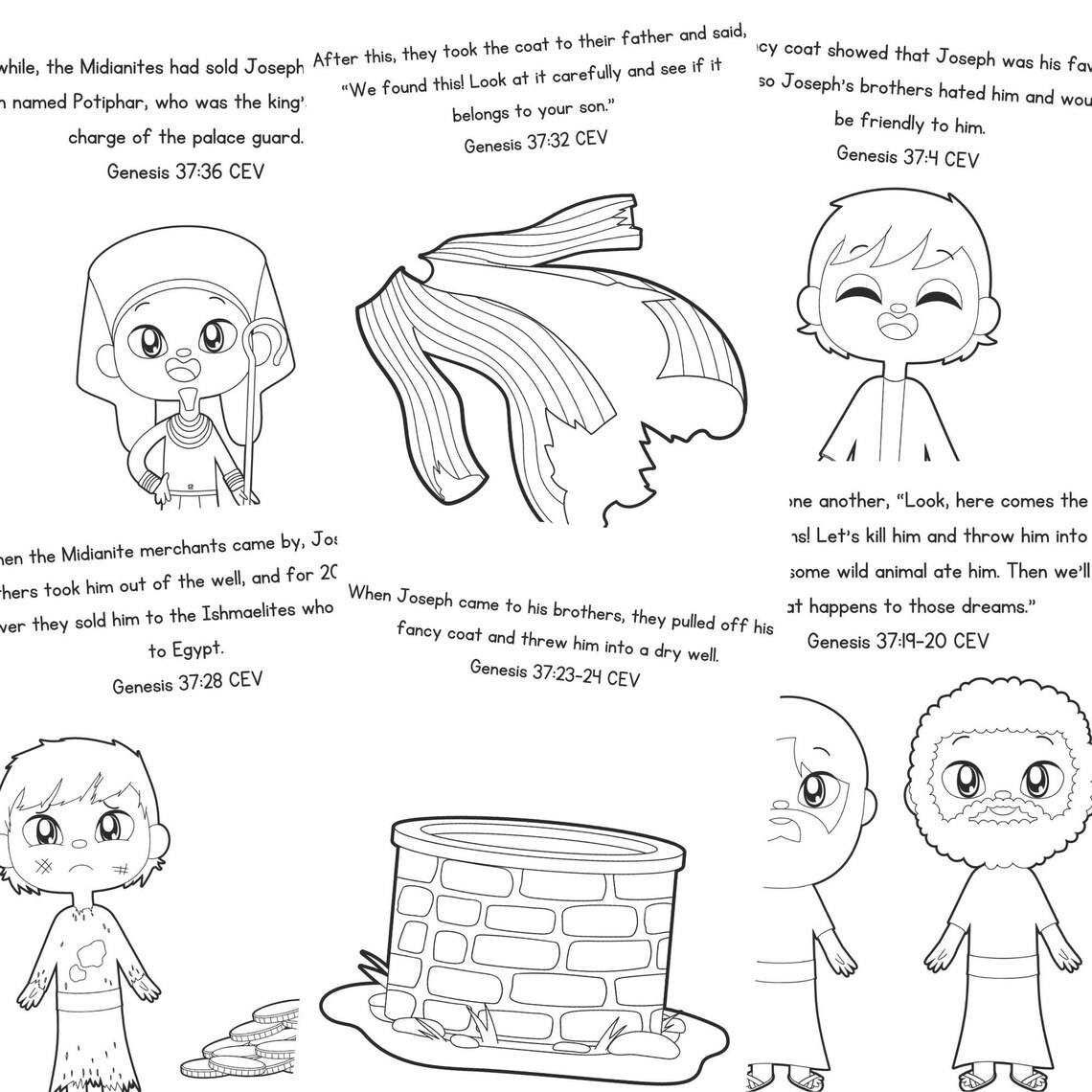 JOSEPH'S Coat of Many Colors| Bible Story Coloring Pages| Bible Stories ...