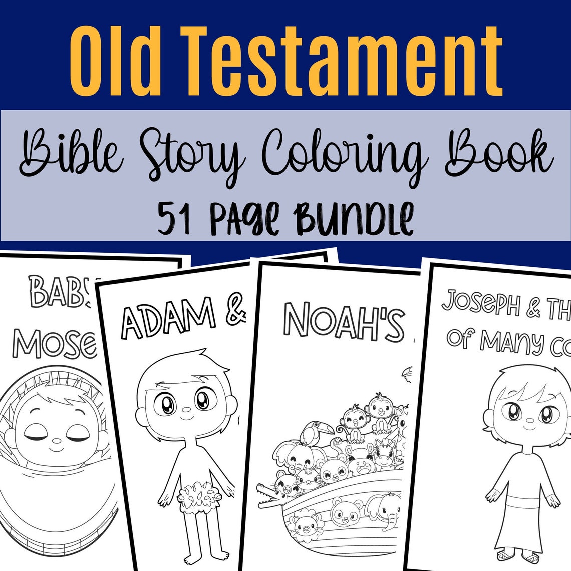Old Testament Bible Story Coloring Page Book Bundle| Bible Stories ...