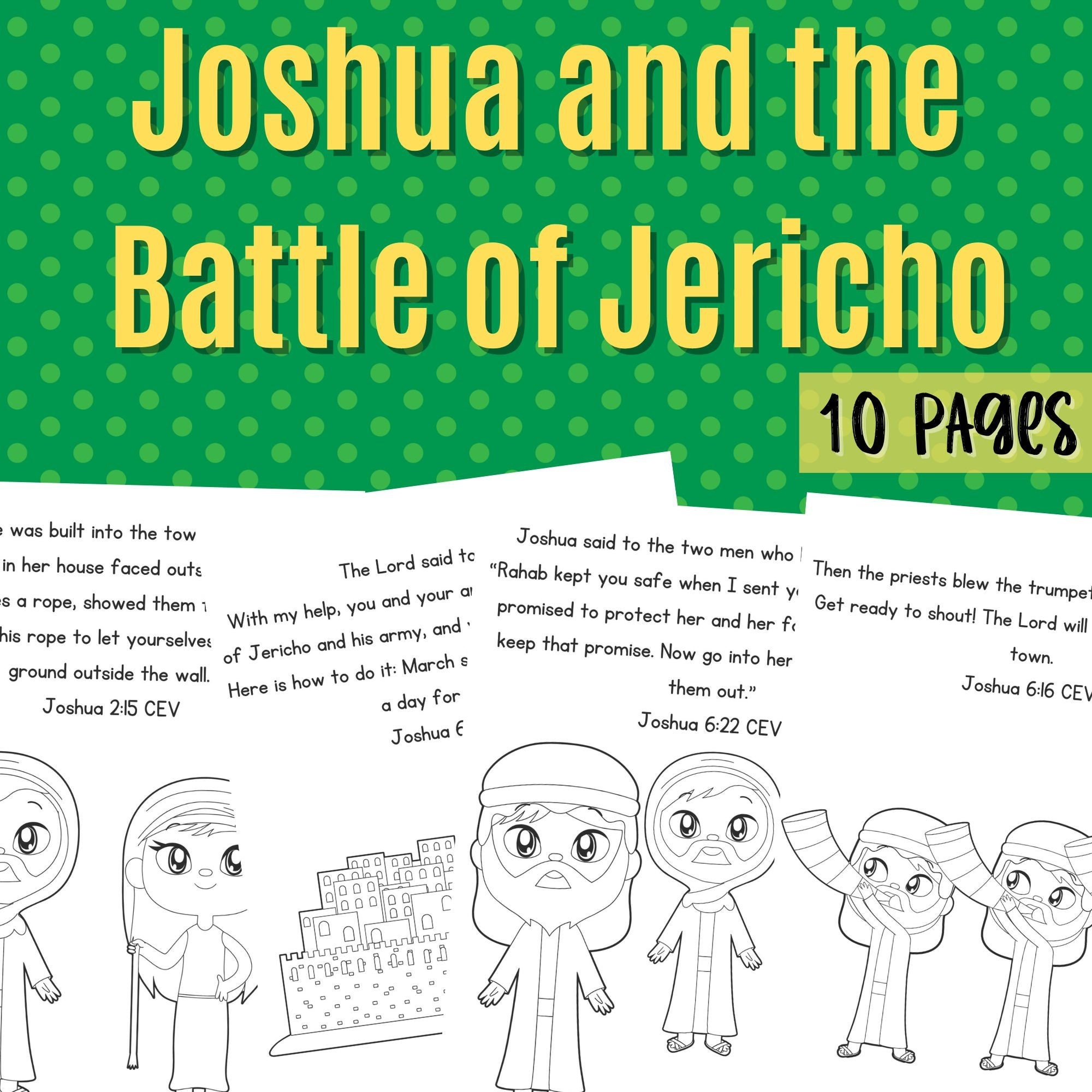 JOSHUA and the Battle of Jericho|bible Story Coloring Pages| Bible Lessons for Kids| Bible ...