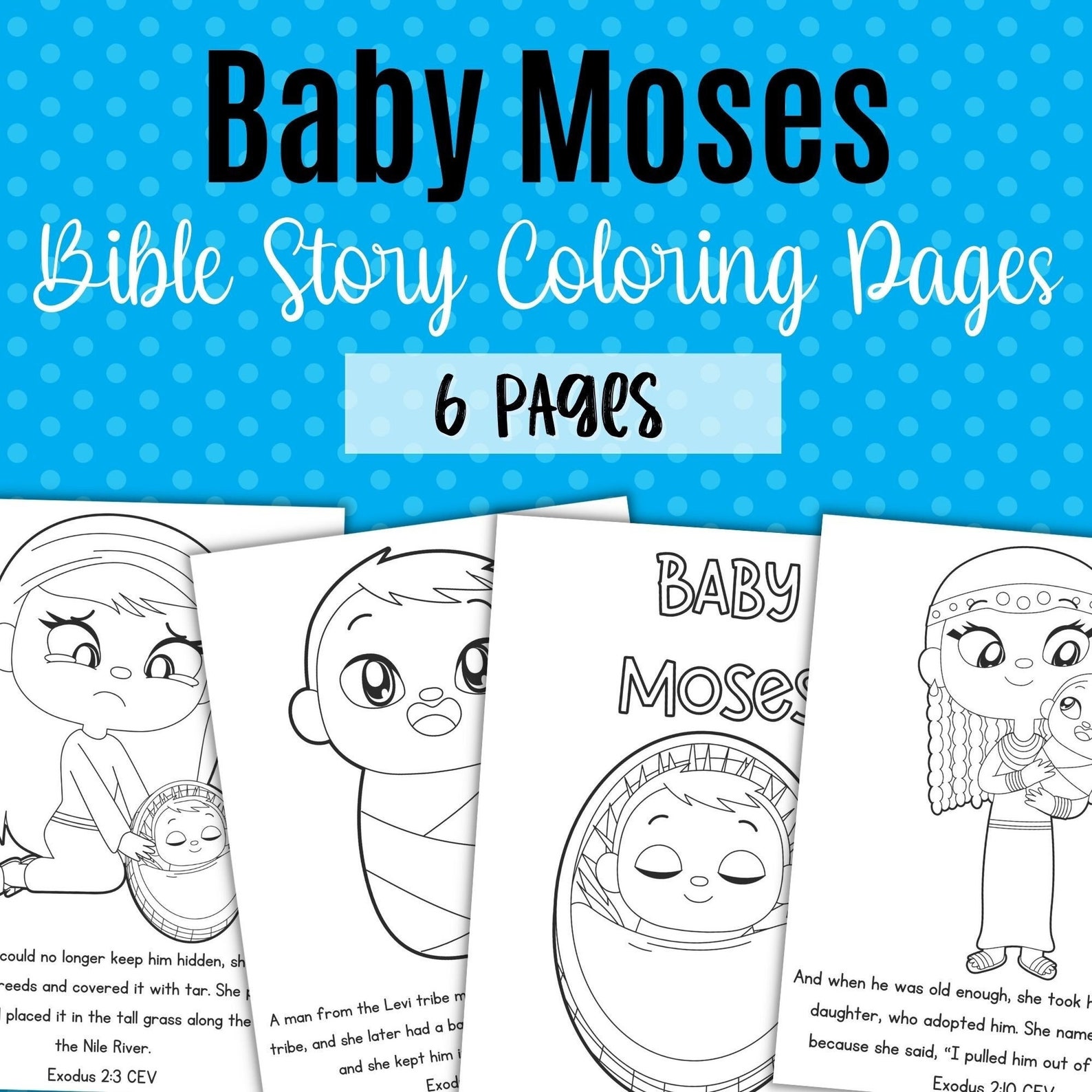 BABY MOSES Bible Story Coloring Pages| Bible Stories | Christian ...