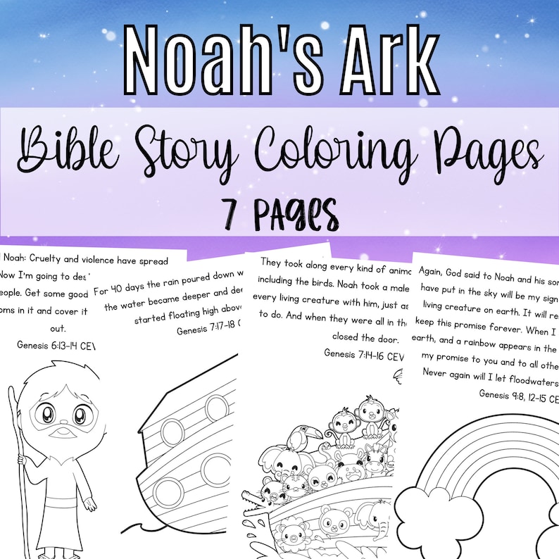 NOAH'S ARK Bible Story Coloring Pages Bible Stories - Etsy NOAH'S ARK Bible Story Coloring Pages Bible Stories - Etsy