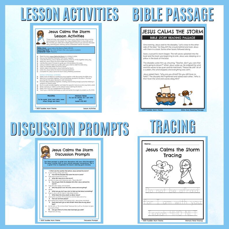 JESUS CALMS the STORM Preschool Bible Lesson Activities| Bible Stories ...