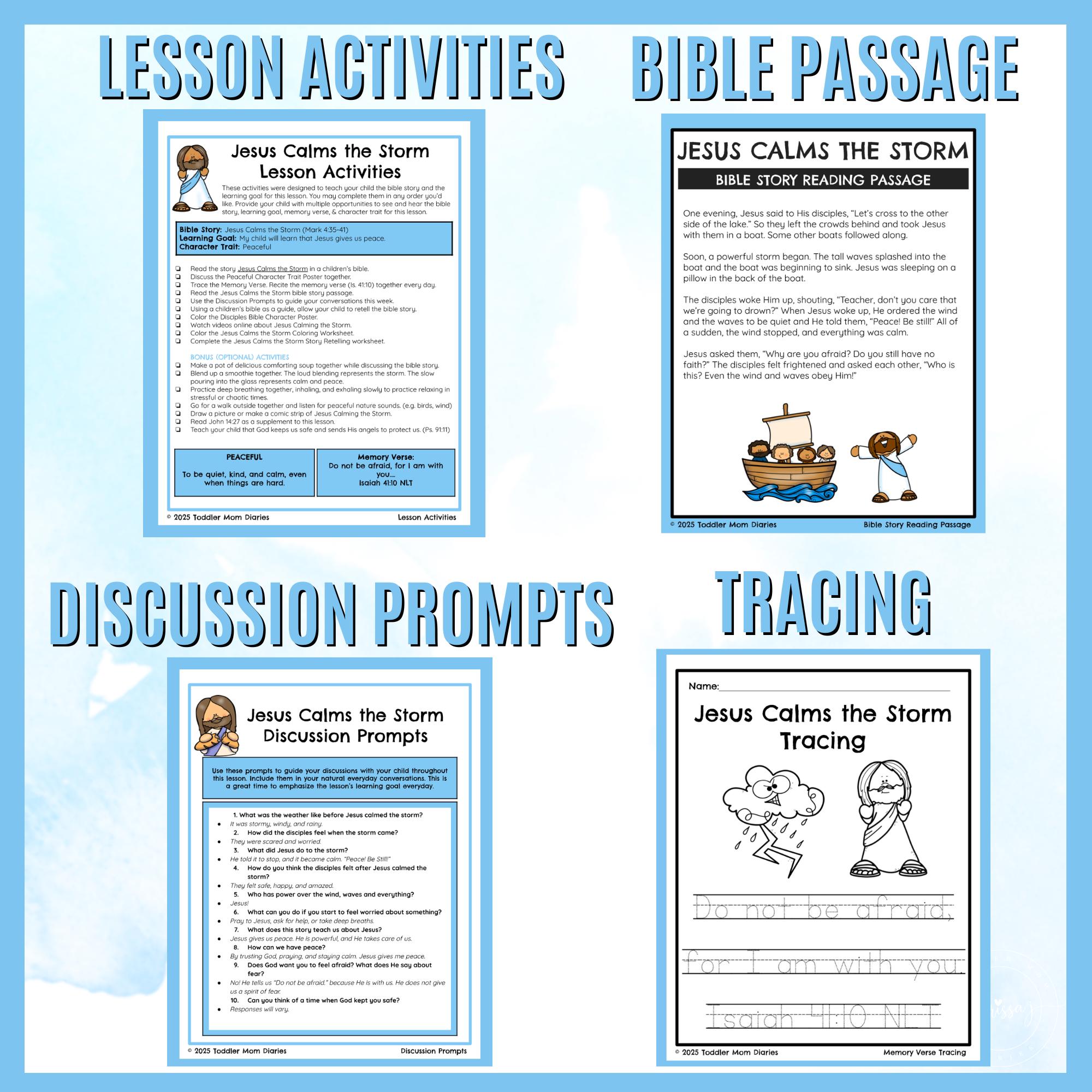 JESUS CALMS the STORM Preschool Bible Lesson Activities| Bible Stories ...