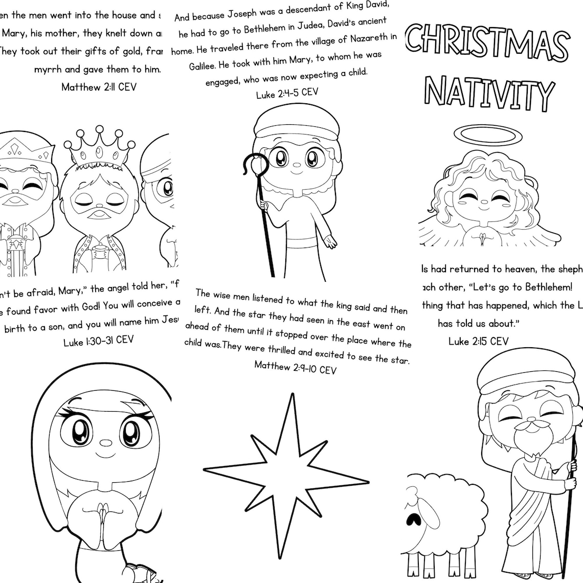 CHRISTMAS NATIVITY Coloring Pages Bible Stories Christian - Etsy