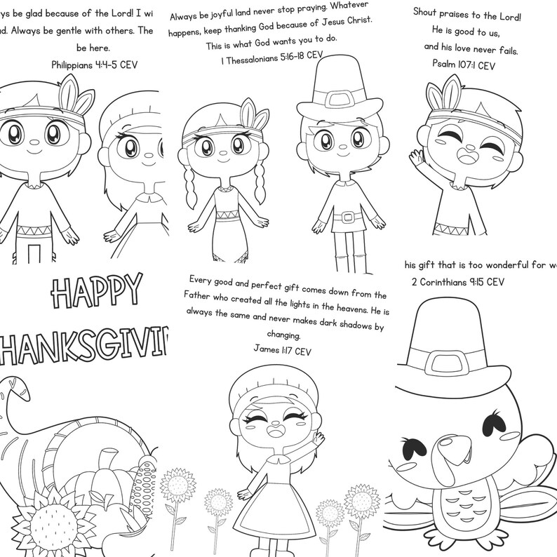 THANKSGIVING Bible Verses Coloring Pages| Bible Verses | Christian ...