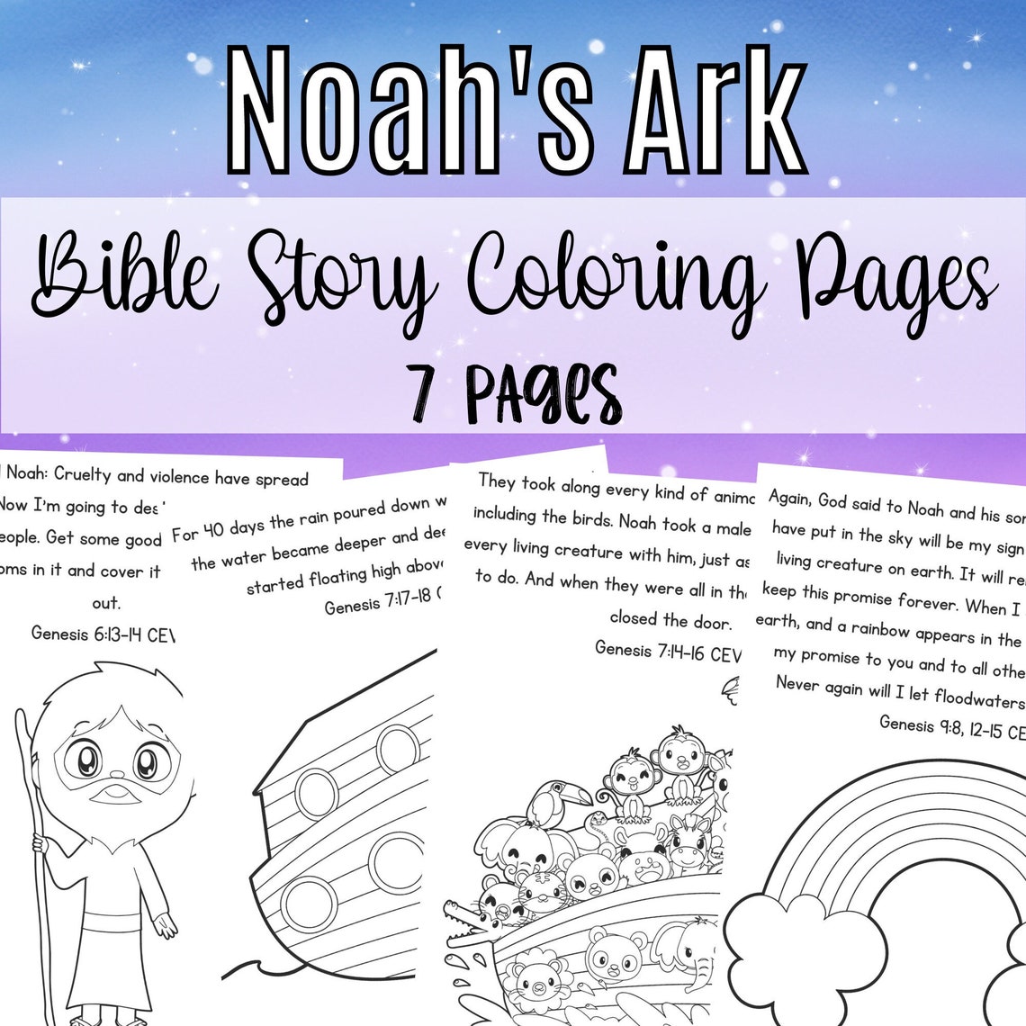 NOAH'S ARK Bible Story Coloring Pages| Bible Stories | Christian ...