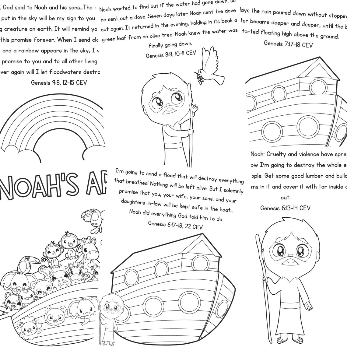 NOAH'S ARK Bible Story Coloring Pages| Bible Stories | Christian ...