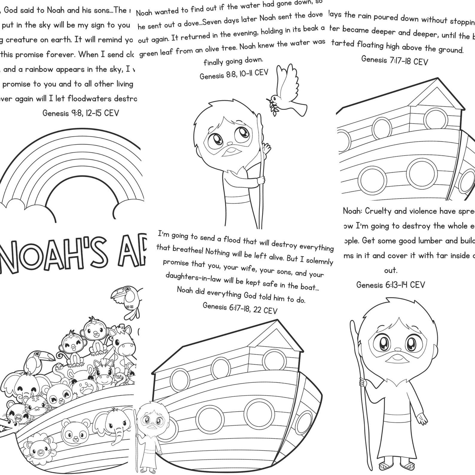 NOAH'S ARK Bible Story Coloring Pages| Bible Stories | Christian ...