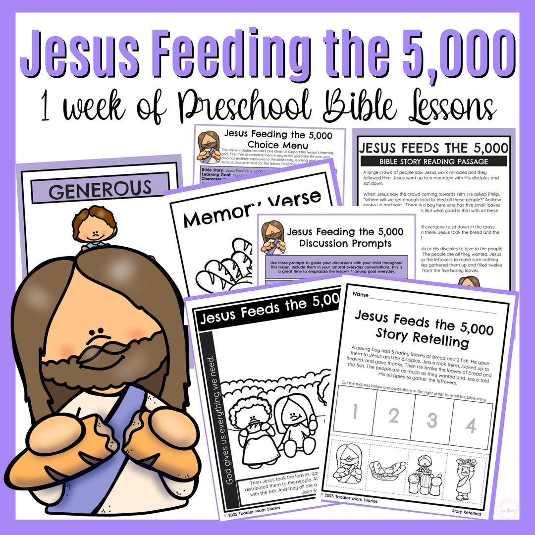 JESUS FEEDING THE 5,000 Preschool Bible Activities| Homeschool ...