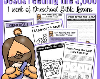 JESUS FEEDS 5,000 Bible Story Coloring Pages| Bible Stories | Christian ...
