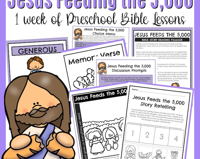 JESUS FEEDING THE 5,000 Preschool Bible Activities| Homeschool ...
