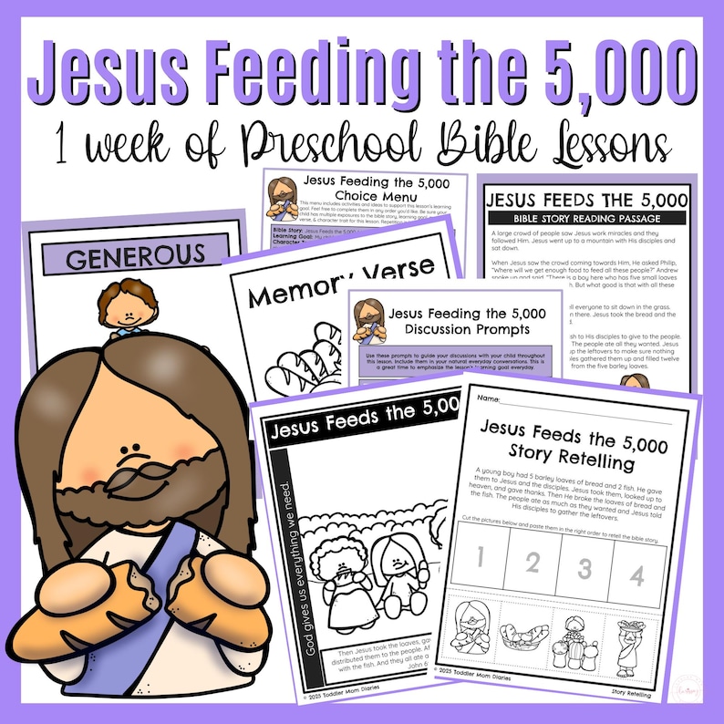 JESUS FEEDING THE 5,000 Preschool Bible Activities| Homeschool ...