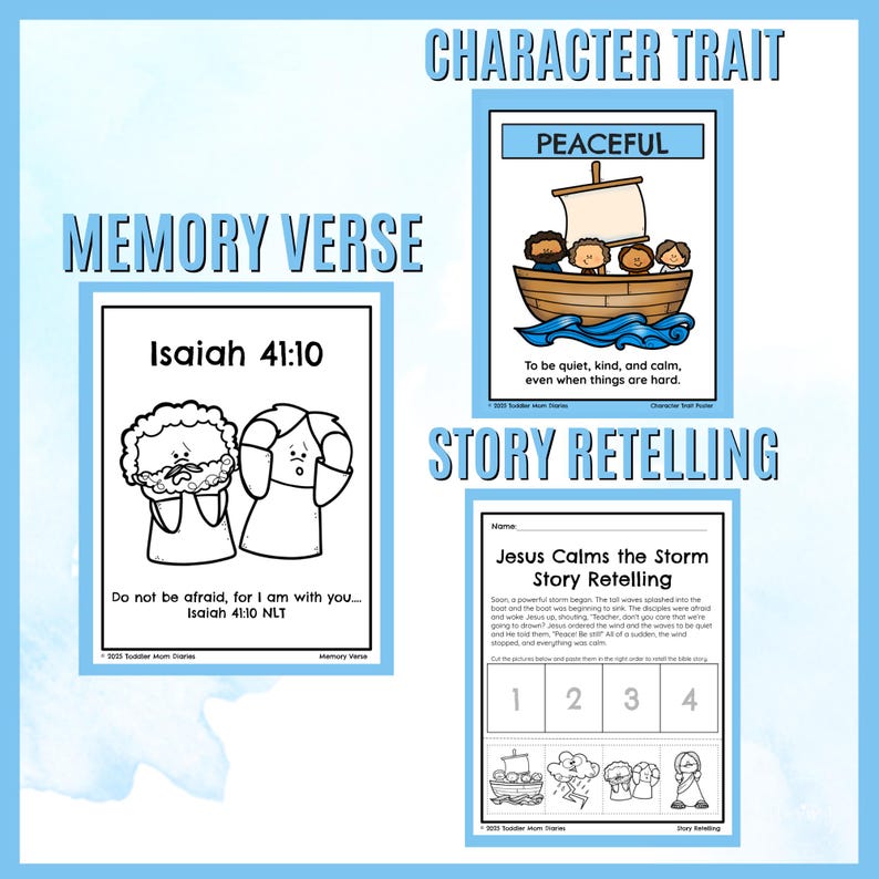 JESUS CALMS the STORM Preschool Bible Lesson Activities| Bible Stories ...