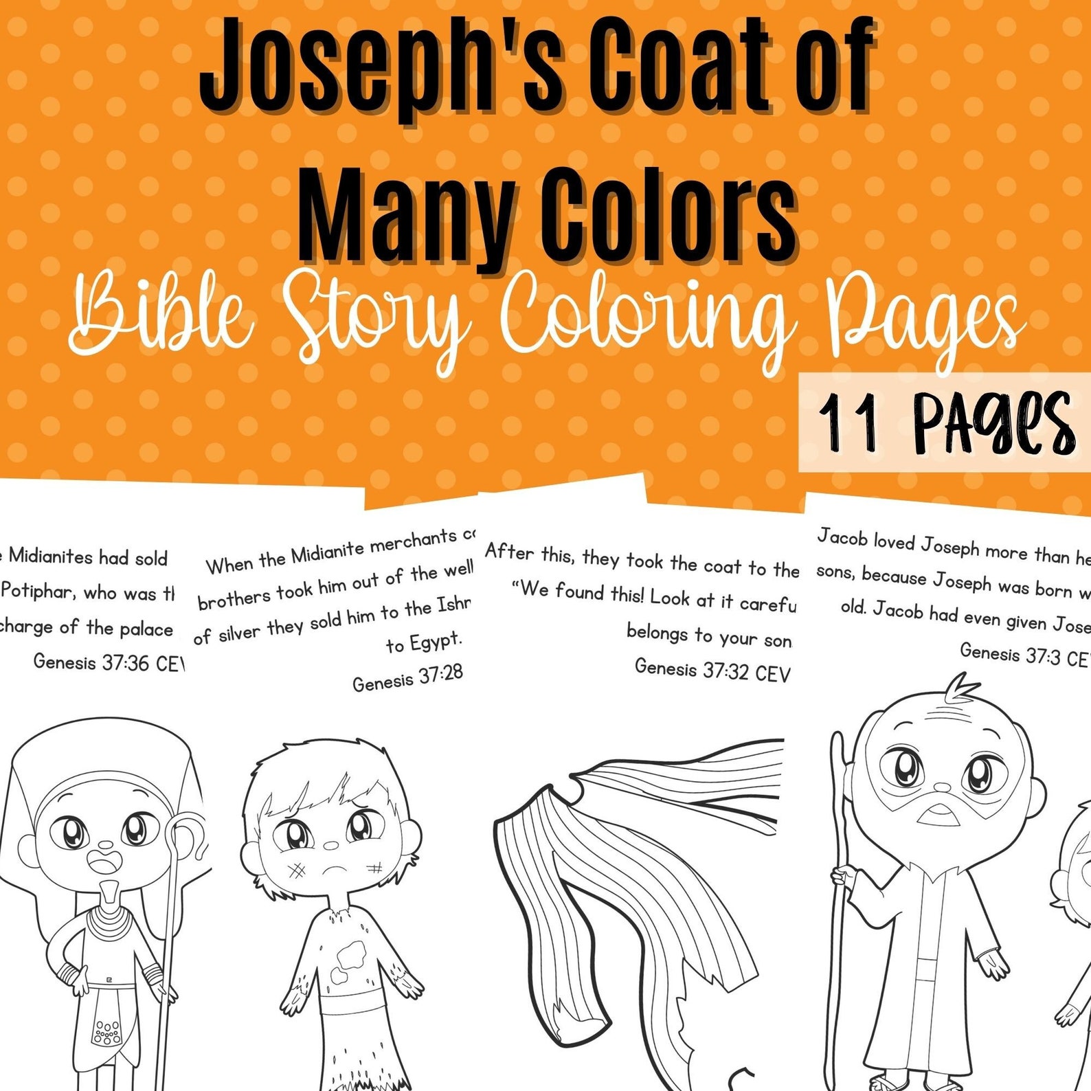 JOSEPH'S Coat of Many Colors| Bible Story Coloring Pages| Bible Stories ...
