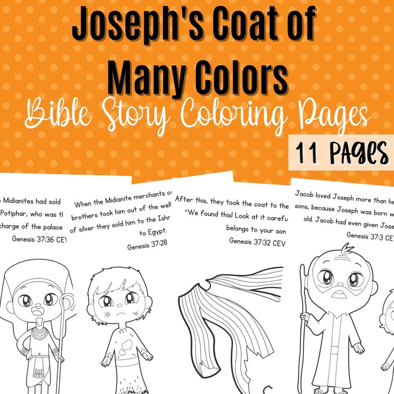JOSEPH'S Coat of Many Colors| Bible Story Coloring Pages| Bible Stories ...