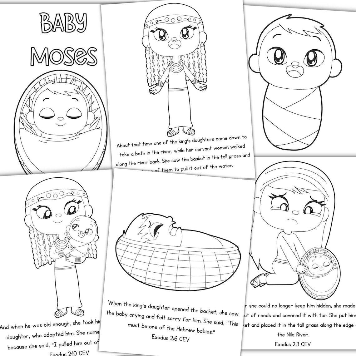 BABY MOSES Bible Story Coloring Pages| Bible Stories | Christian ...