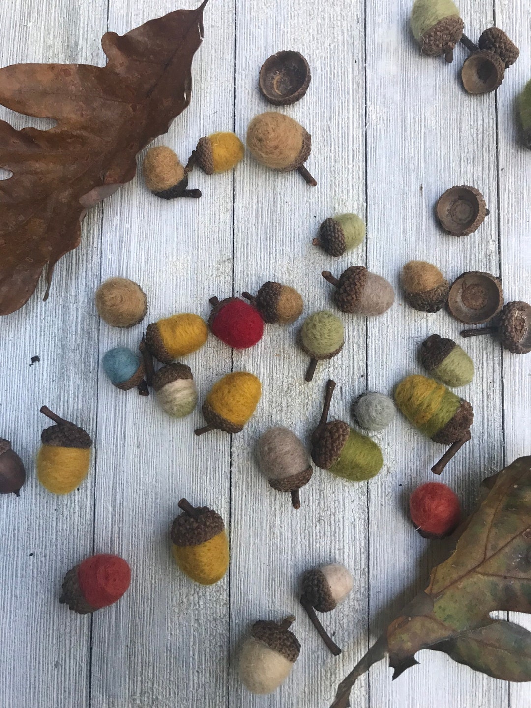 Set of Good Luck Acorns / Hand-made Needle Felt / Portable Essential ...