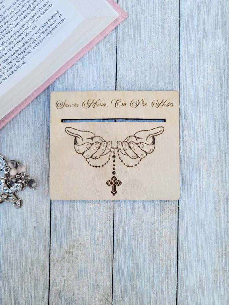 Praying Hands With Rosary Card Holder / Scripture or Prayer Card Stand ...