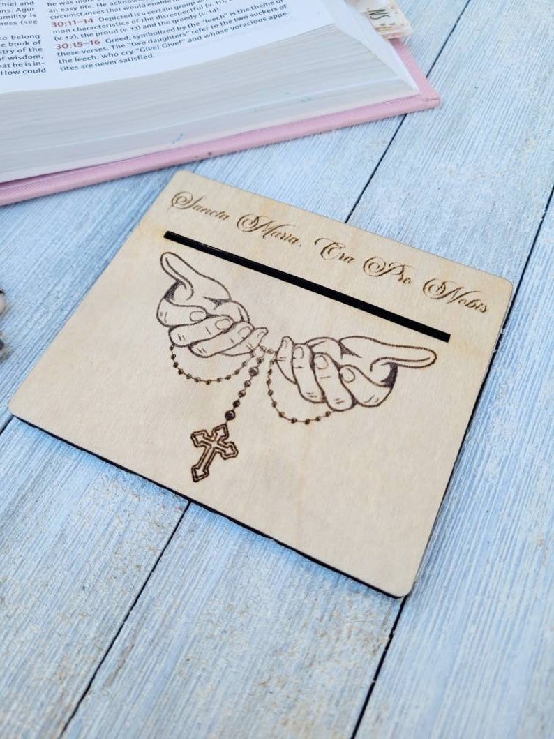 Praying Hands With Rosary Card Holder / Scripture or Prayer - Etsy