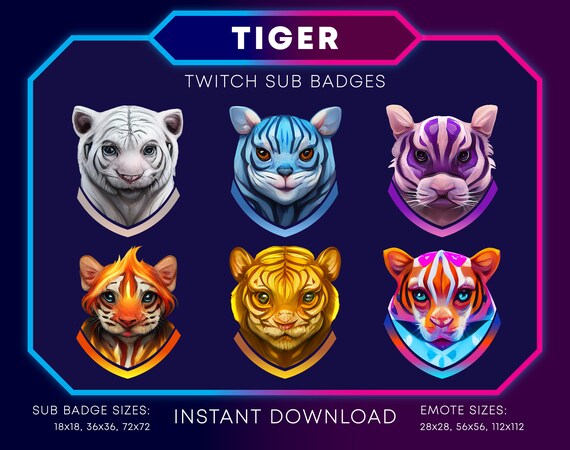 Twitch Tiger Sub Badge Subscriber Badge Twitch Emotes Tier - Etsy