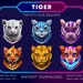 Twitch Tiger Sub Badge, Subscriber Badge, Twitch Emotes, Tier Badge ...