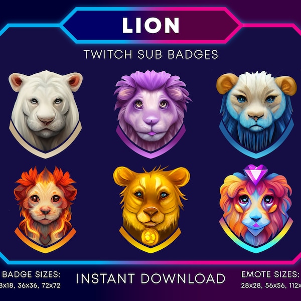 Lion Emotes Twitch Emote Badges - Etsy